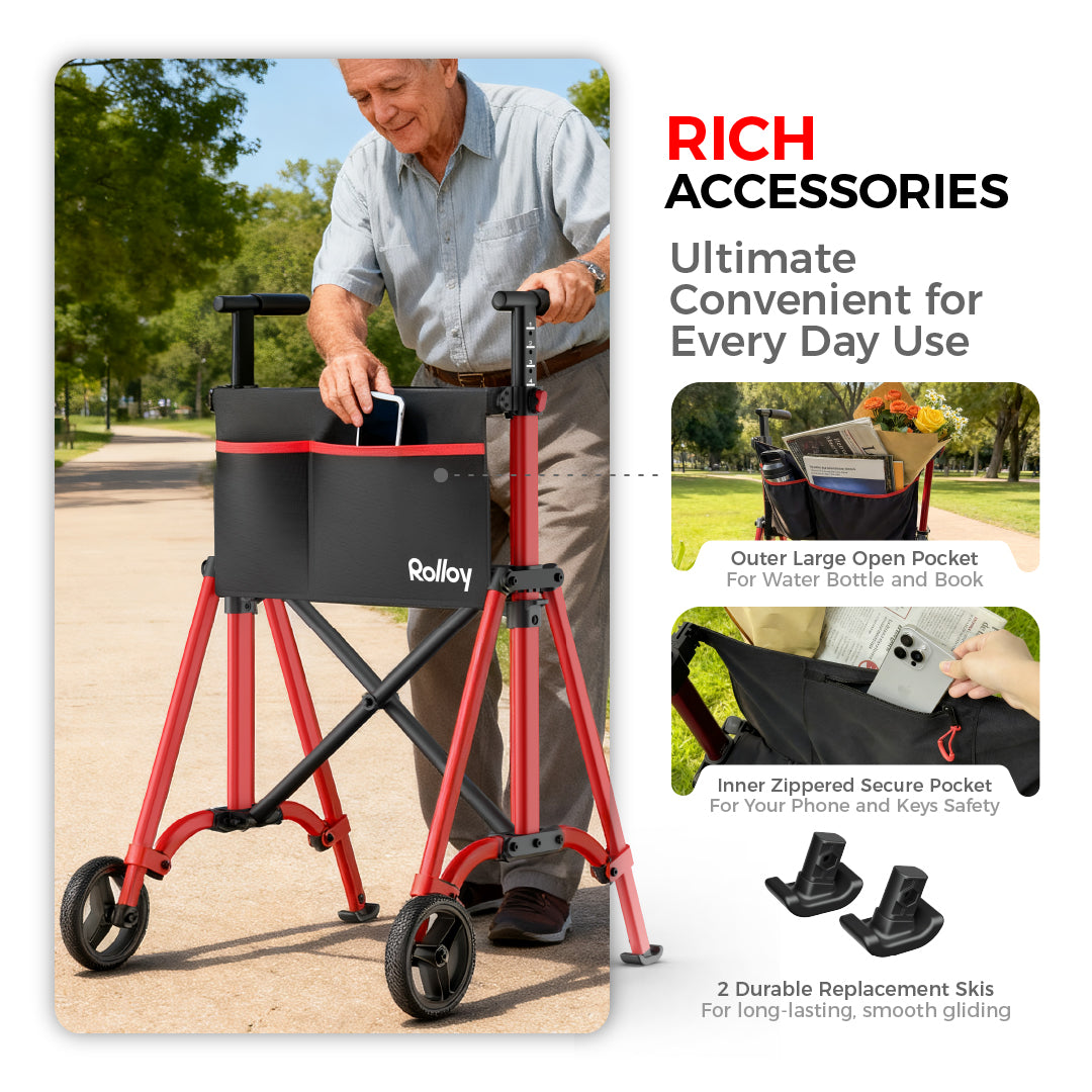 Standard Walker with Front Wheels | Rolloy Lightweight Senior Walker