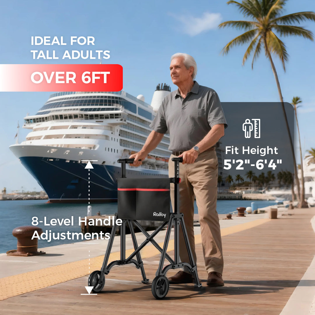 Standard Walker with Front Wheels | Rolloy Lightweight Senior Walker