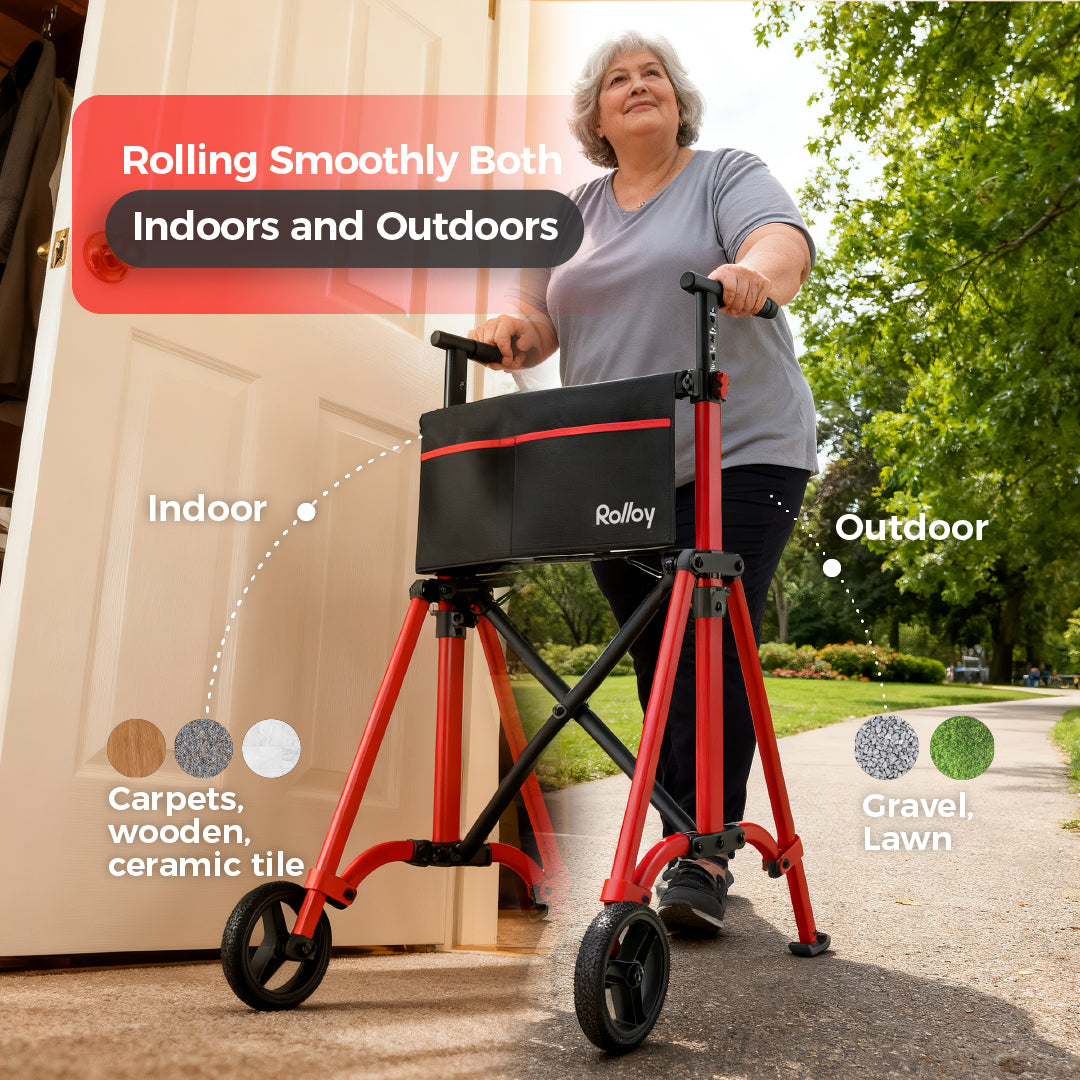 Standard Walker with Front Wheels | Rolloy Lightweight Senior Walker