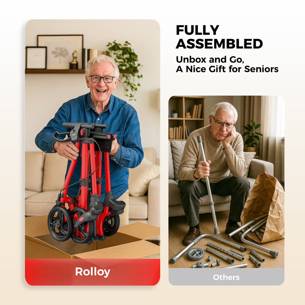 Compact Master Rollator Walker with Seat – Rolloy