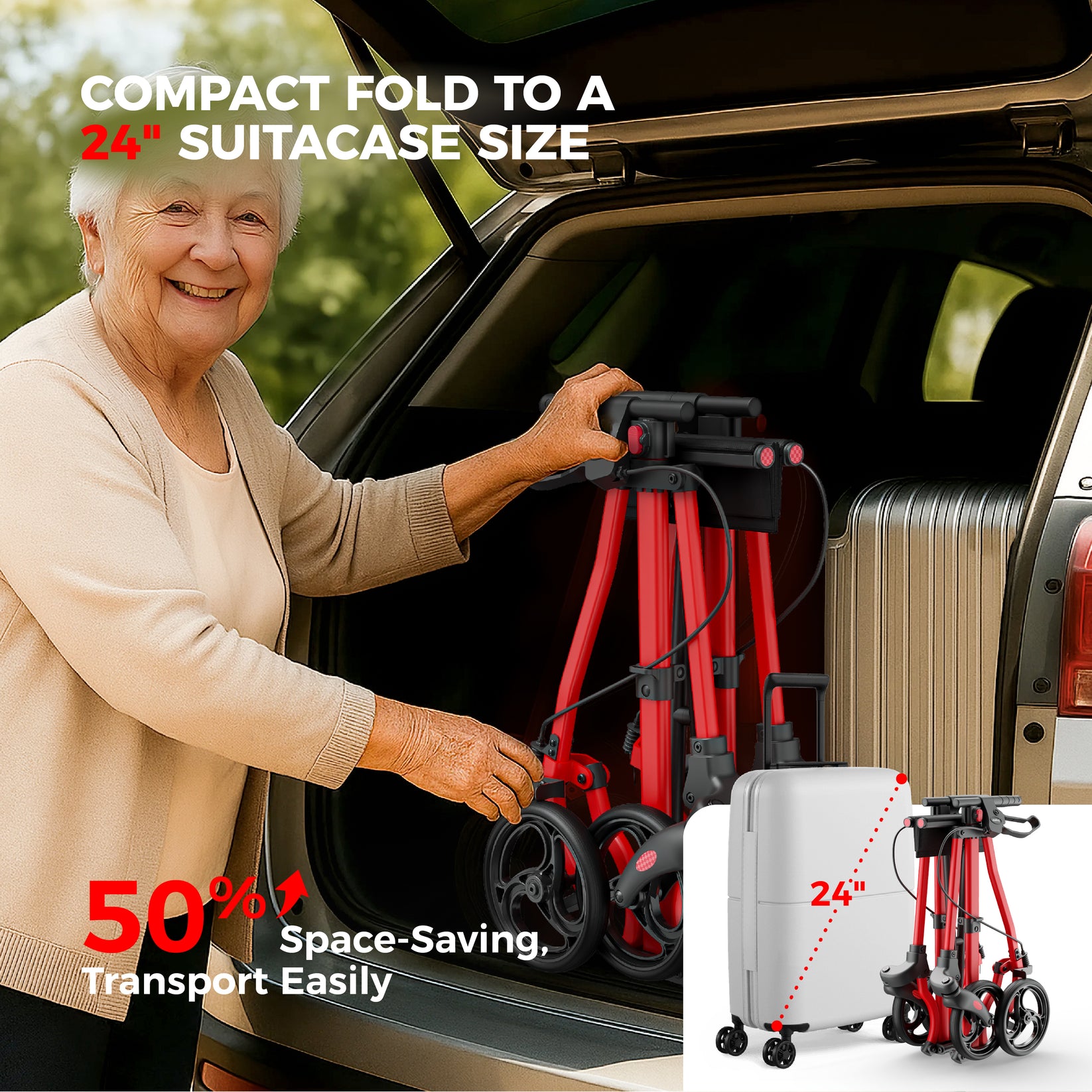 Compact Master Rollator Walker with Seat – Rolloy