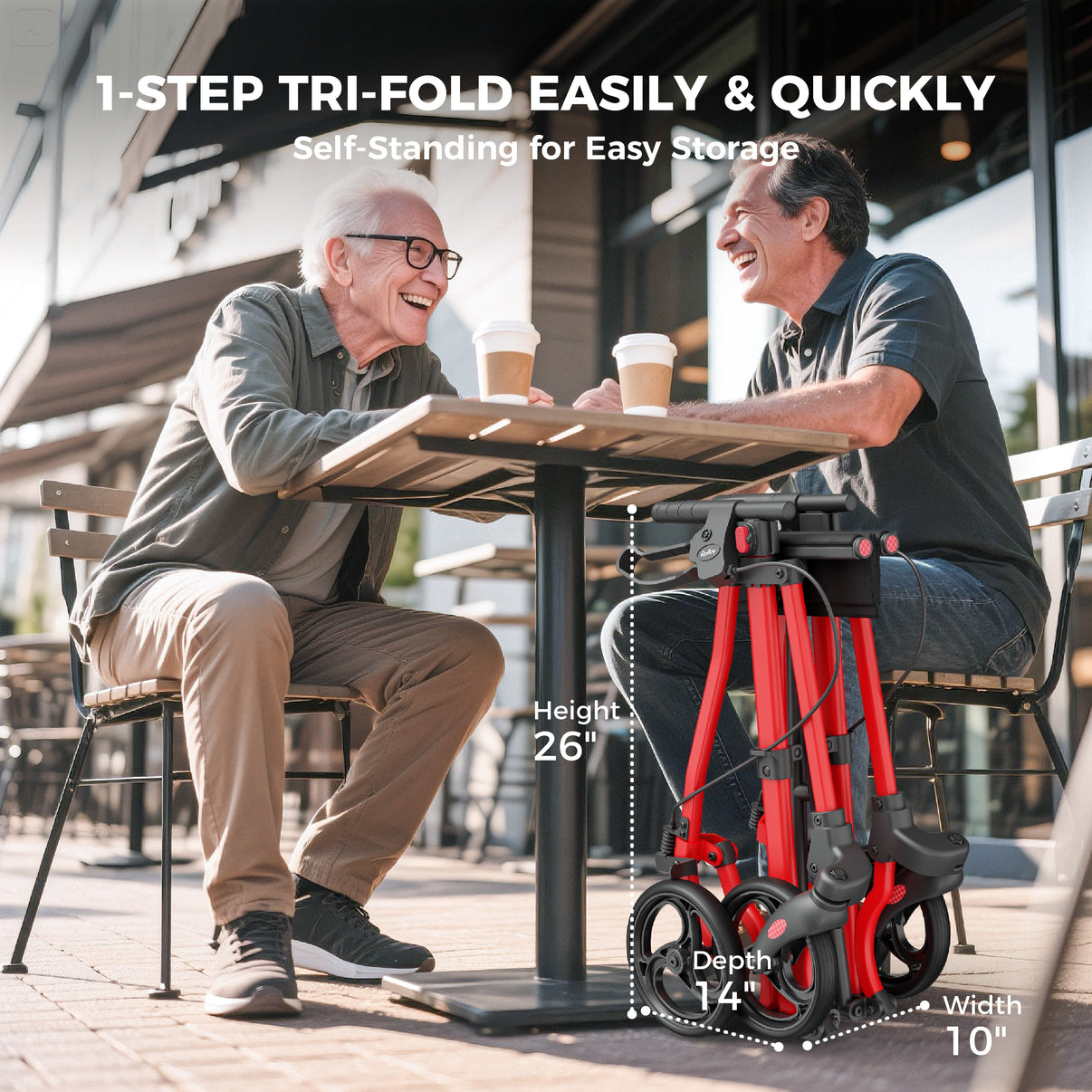Compact Master Rollator Walker with Seat – Rolloy